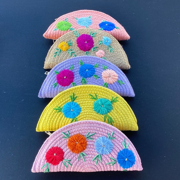 Accessories | Floral Embroidered Half Moon Purse | Poshmark